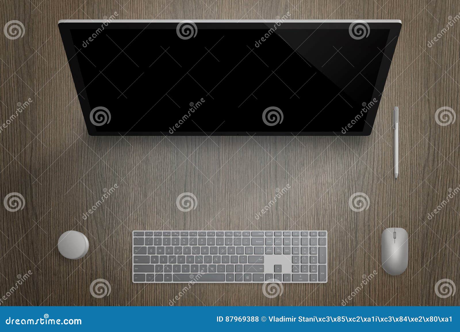 Modern Computer Touch Display for Designer. Top View Scene with Pen ...