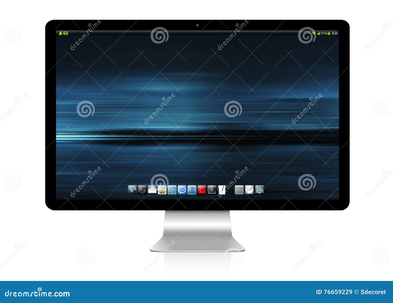Modern Computer on White Background 3D Rendering Stock Illustration ...