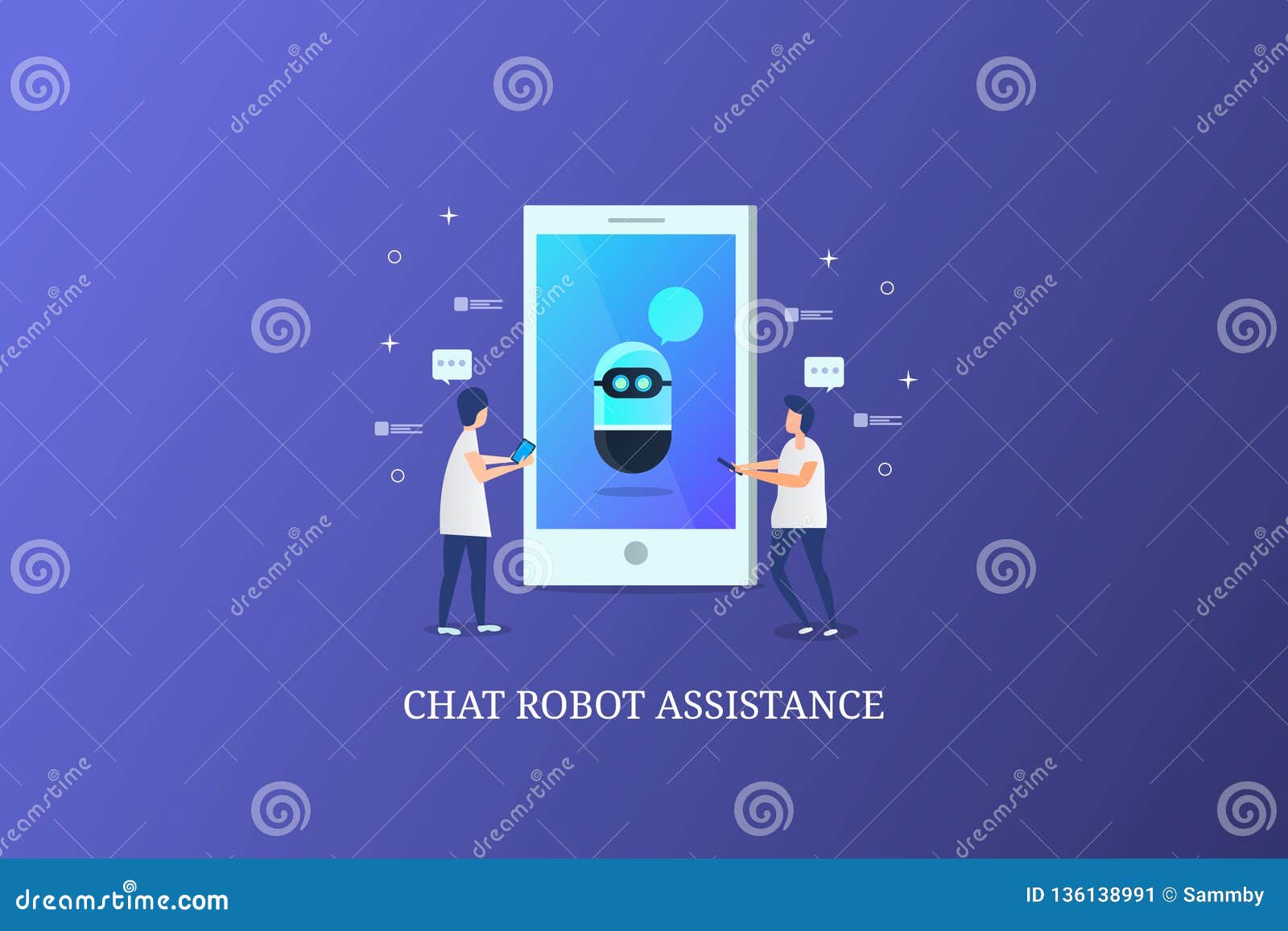 Chat Bot Assistance, People Interacting with a Chat Bot. Automated ...