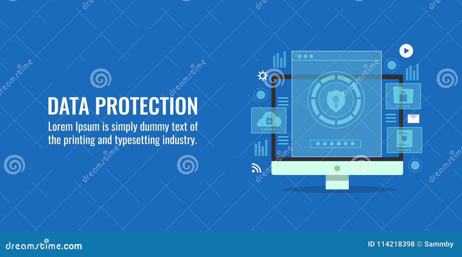 Protective Shield Showing on Computer Screen, Data Center Security ...