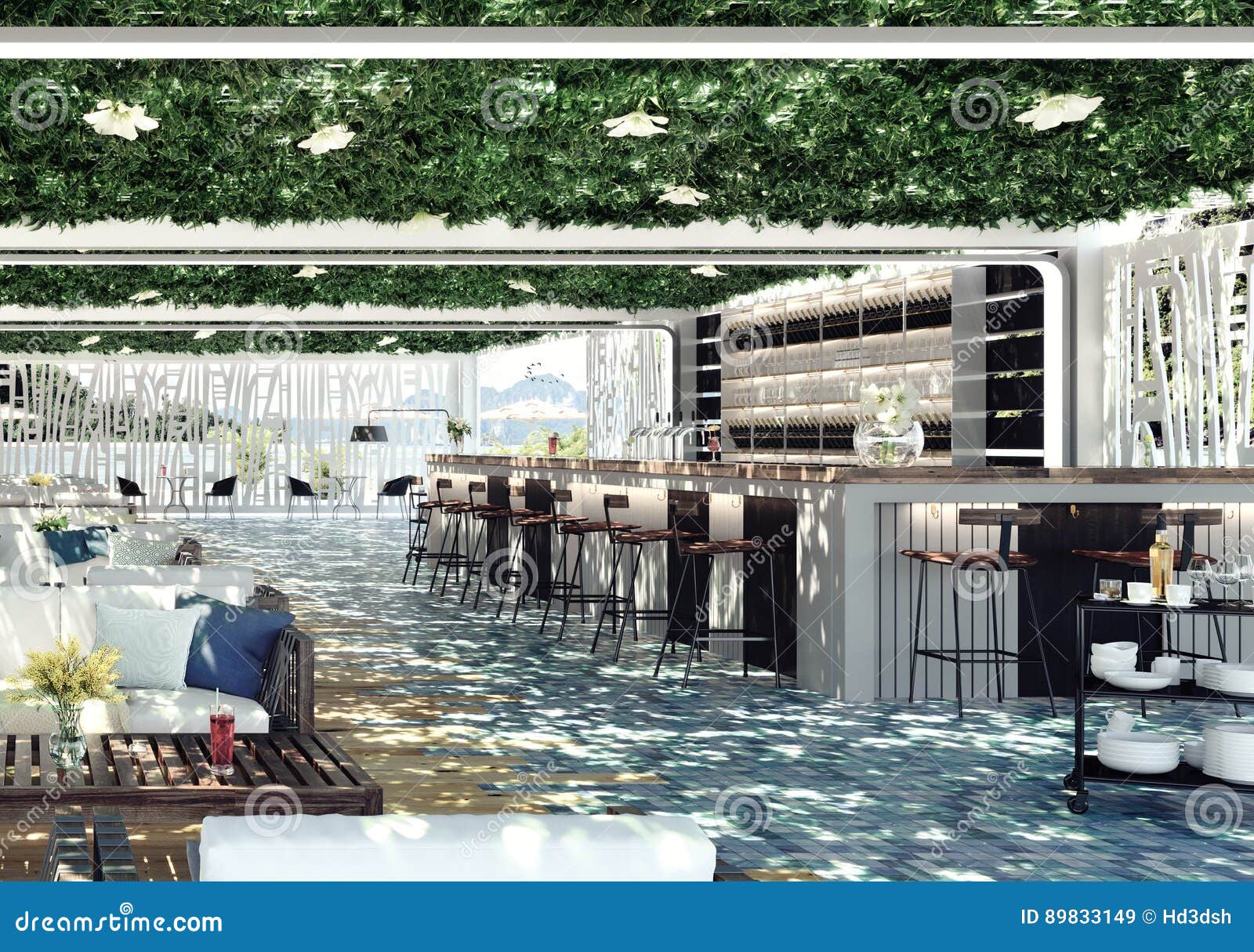 Modern Concept Design of Beach Cocktail Lounge Bar Stock Illustration ...