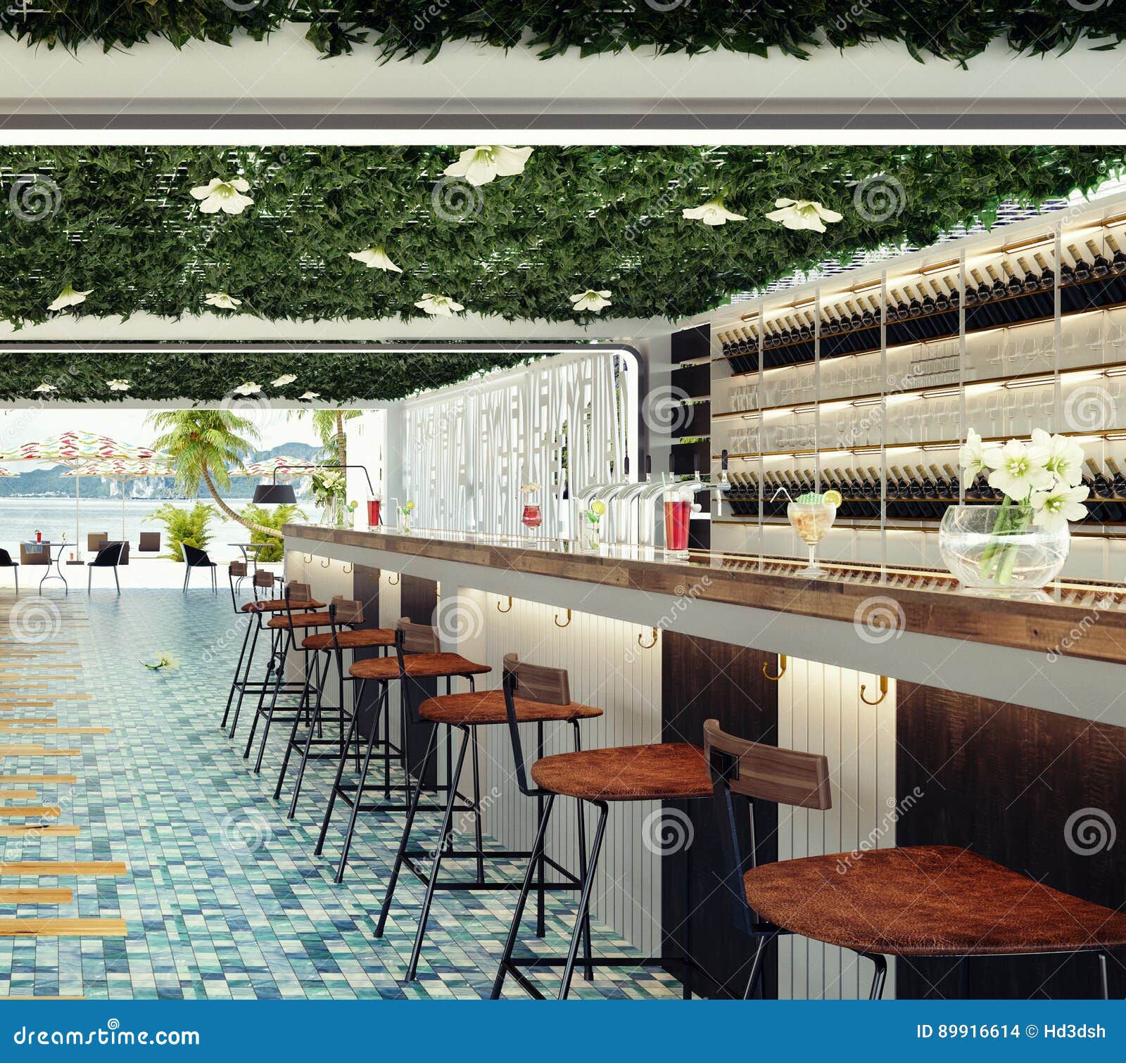 Modern Concept Design of Beach Cocktail Lounge Bar Stock Illustration ...