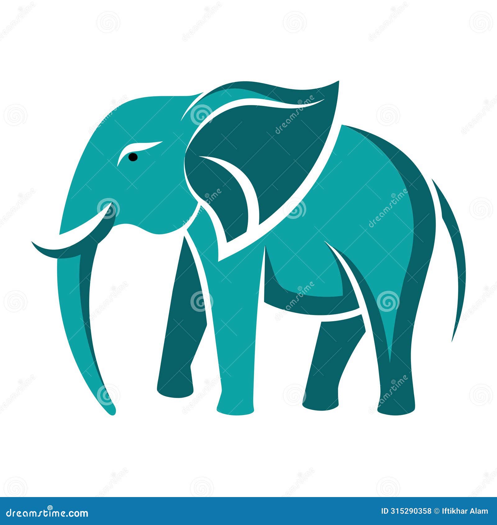 A Modern Concept Design of a Blue Elephant Standing on a Plain White ...