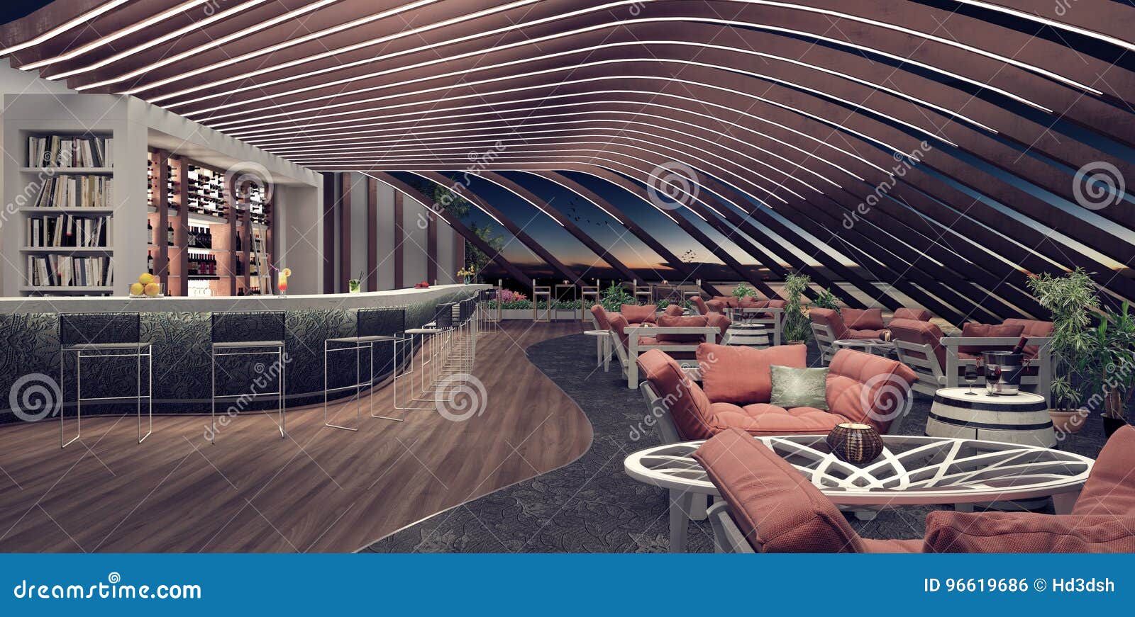 Modern Concept Design of Restaurant Lounge Stock Illustration ...