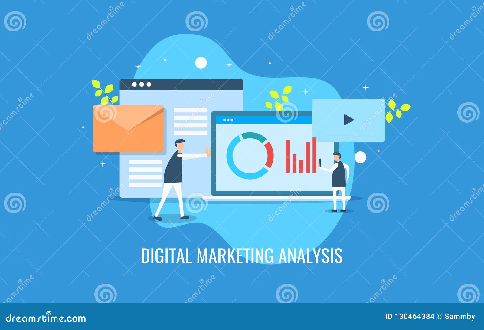 Businessmen Analyzing Online Marketing Data, Customer Information ...