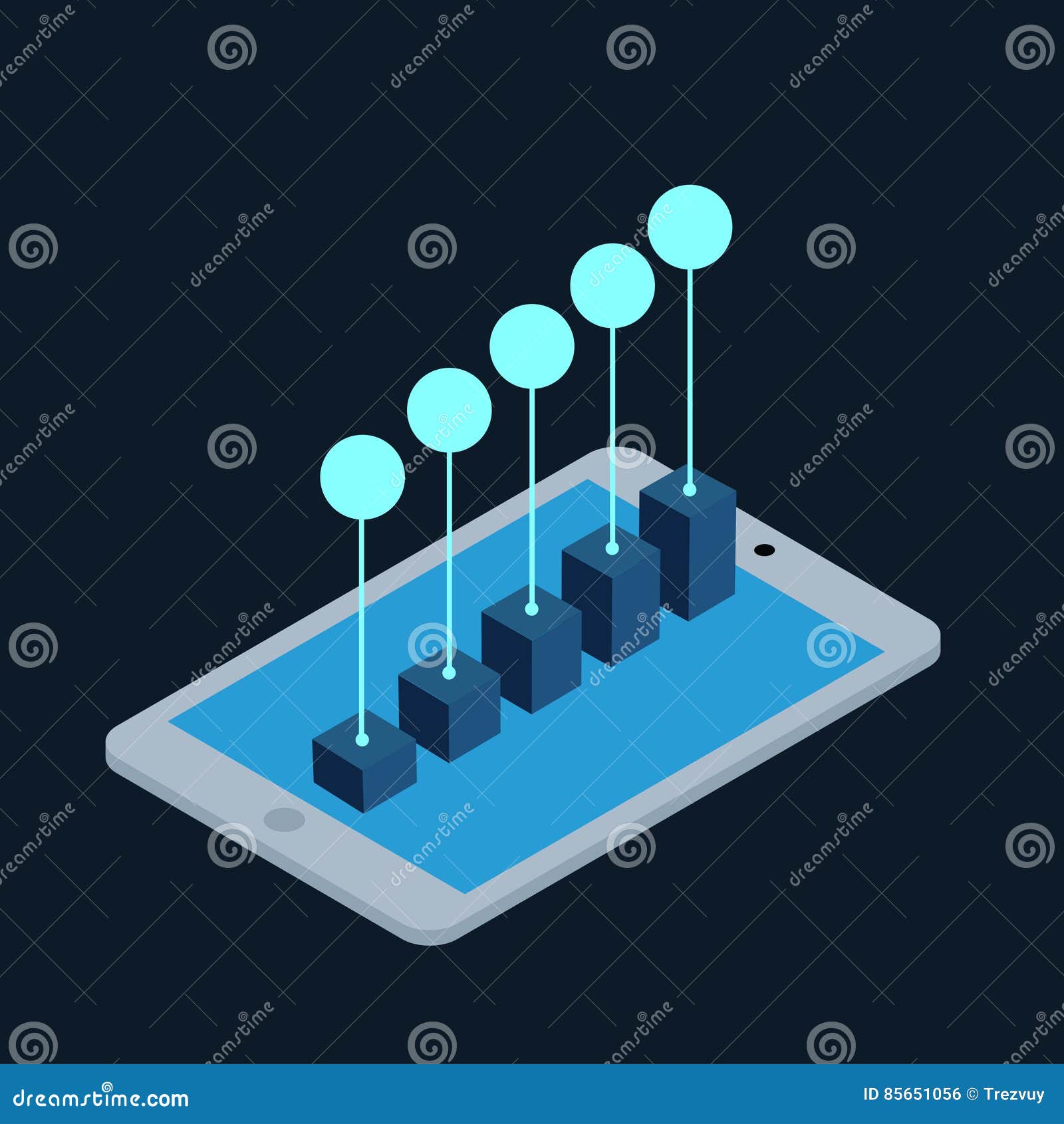 Modern Concept Isometric Mobile Marketing Infographic Stock Vector ...