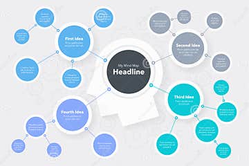 Modern Concept for Mind Map Visualization Template with a Head As a ...