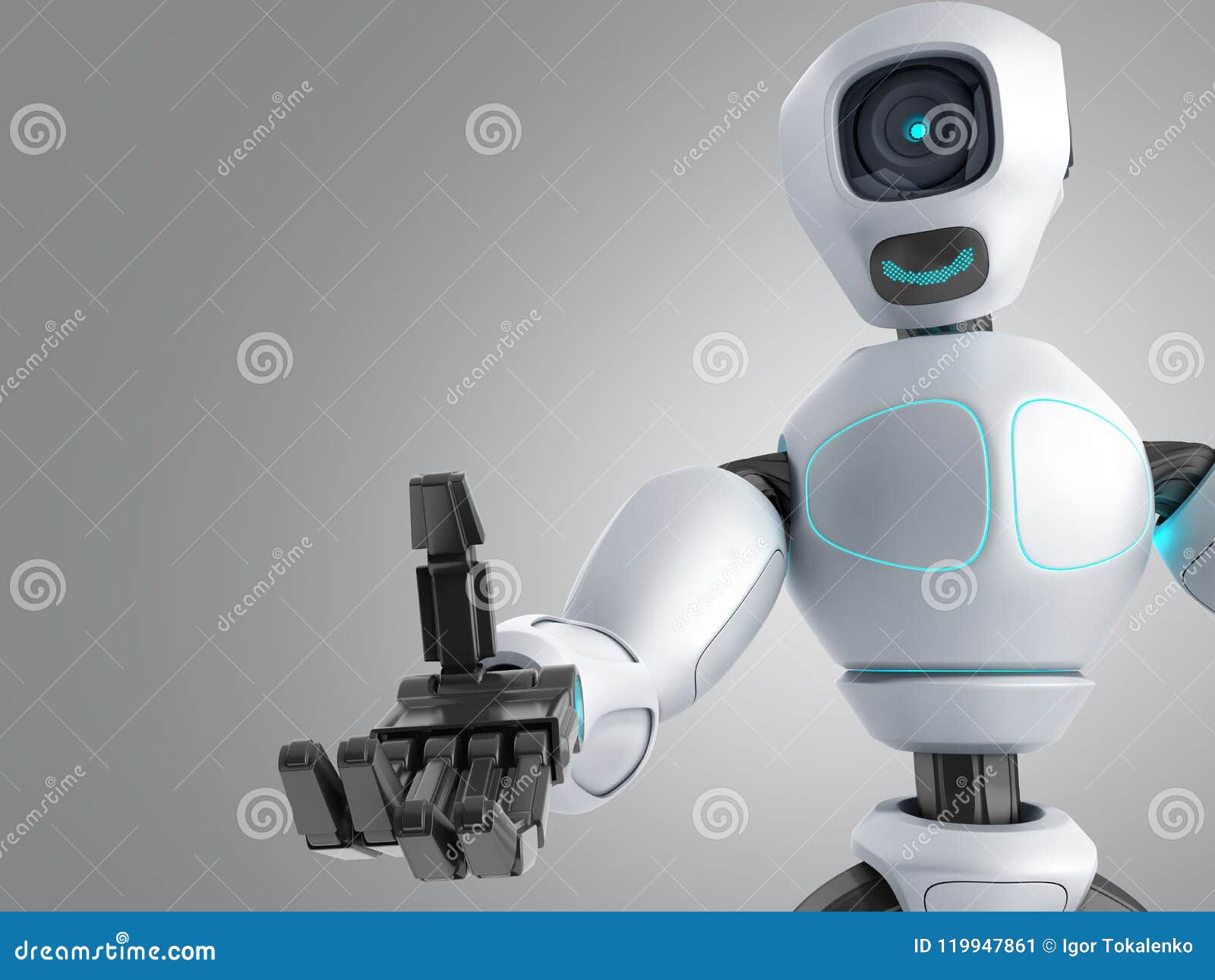 Modern Concept of Product Presentation Robot Ready To Insert an Stock ...