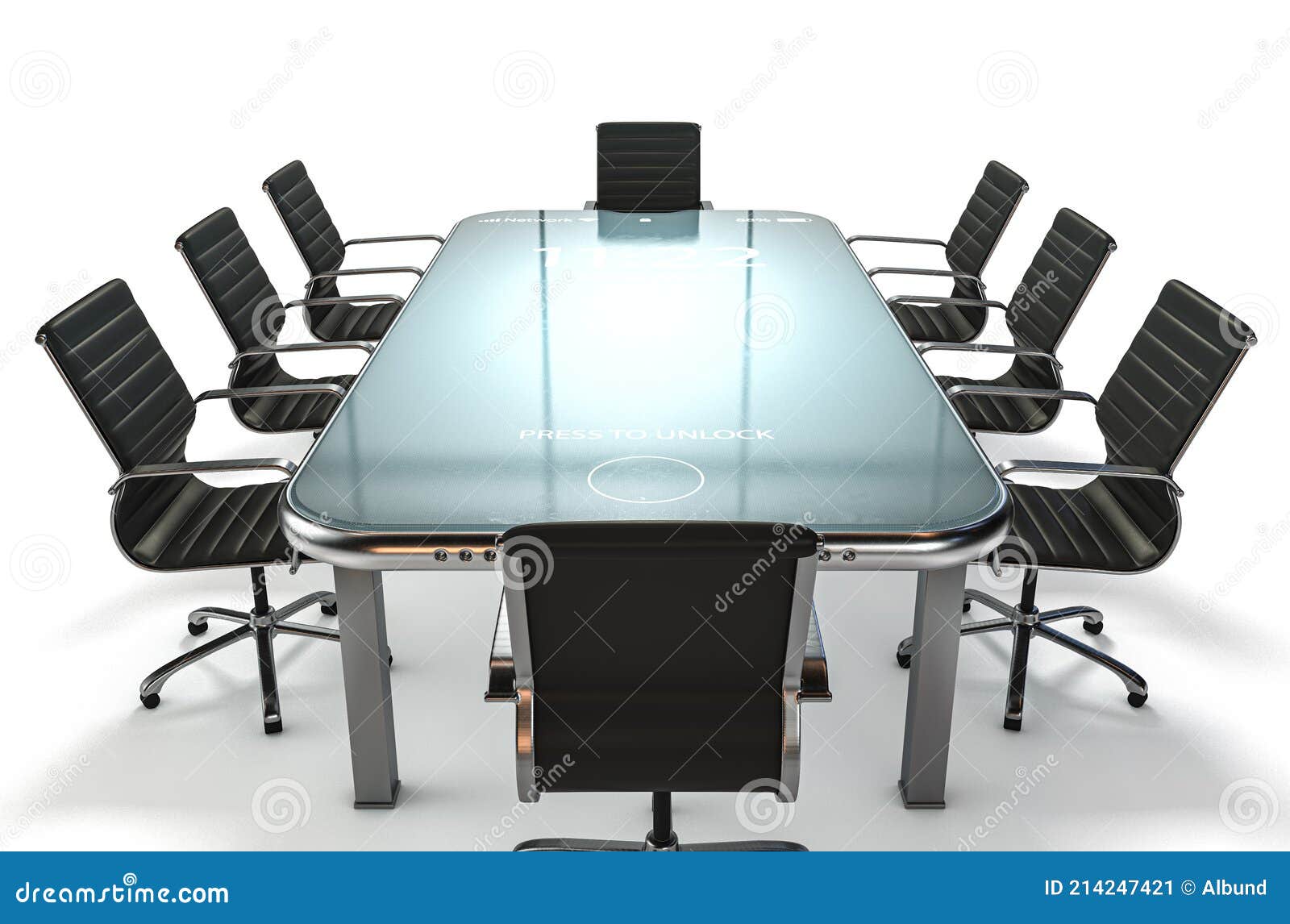 Smartphone Boardroom Table and Chairs Stock Illustration - Illustration ...