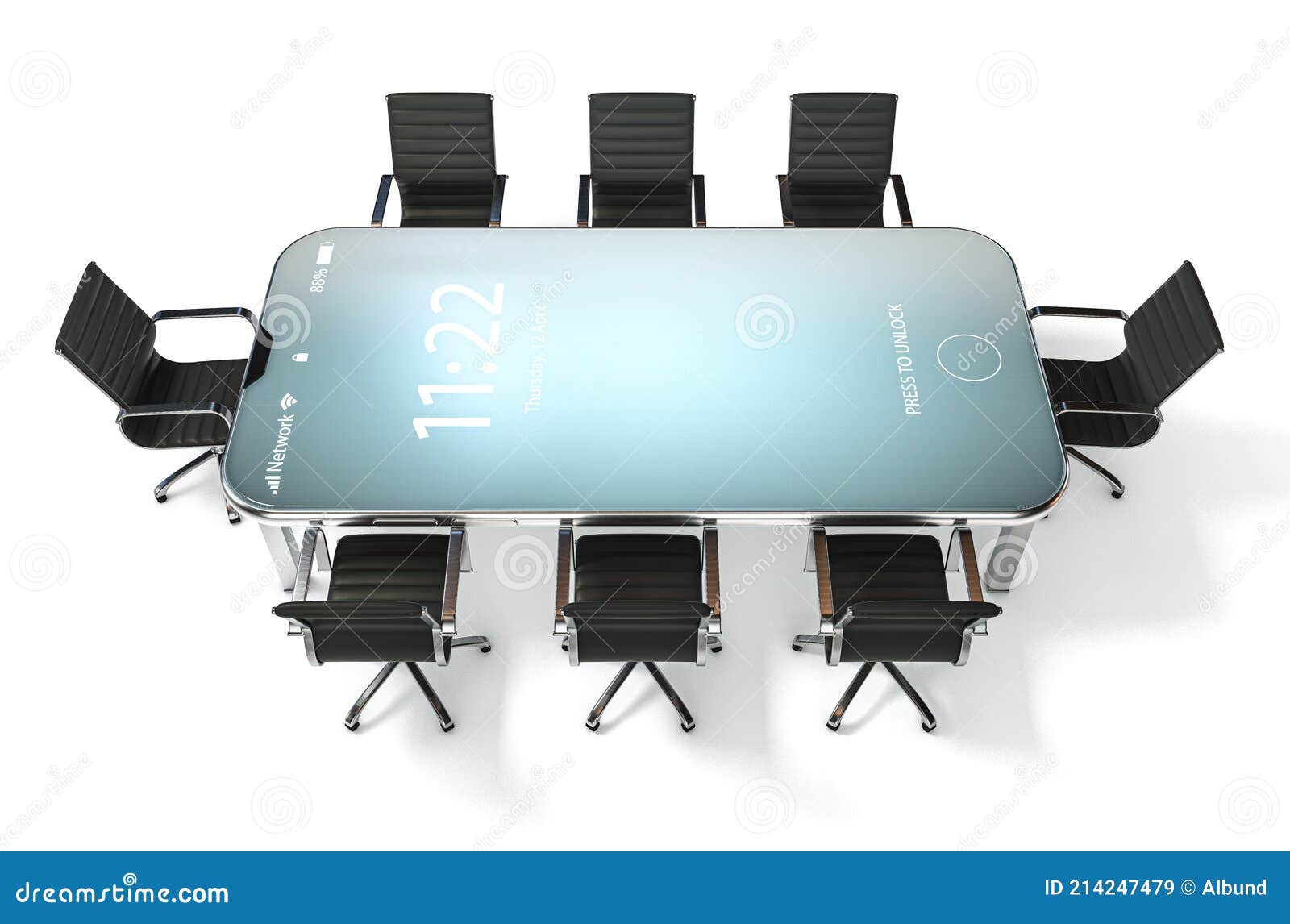 Smartphone Boardroom Table and Chairs Stock Illustration - Illustration ...