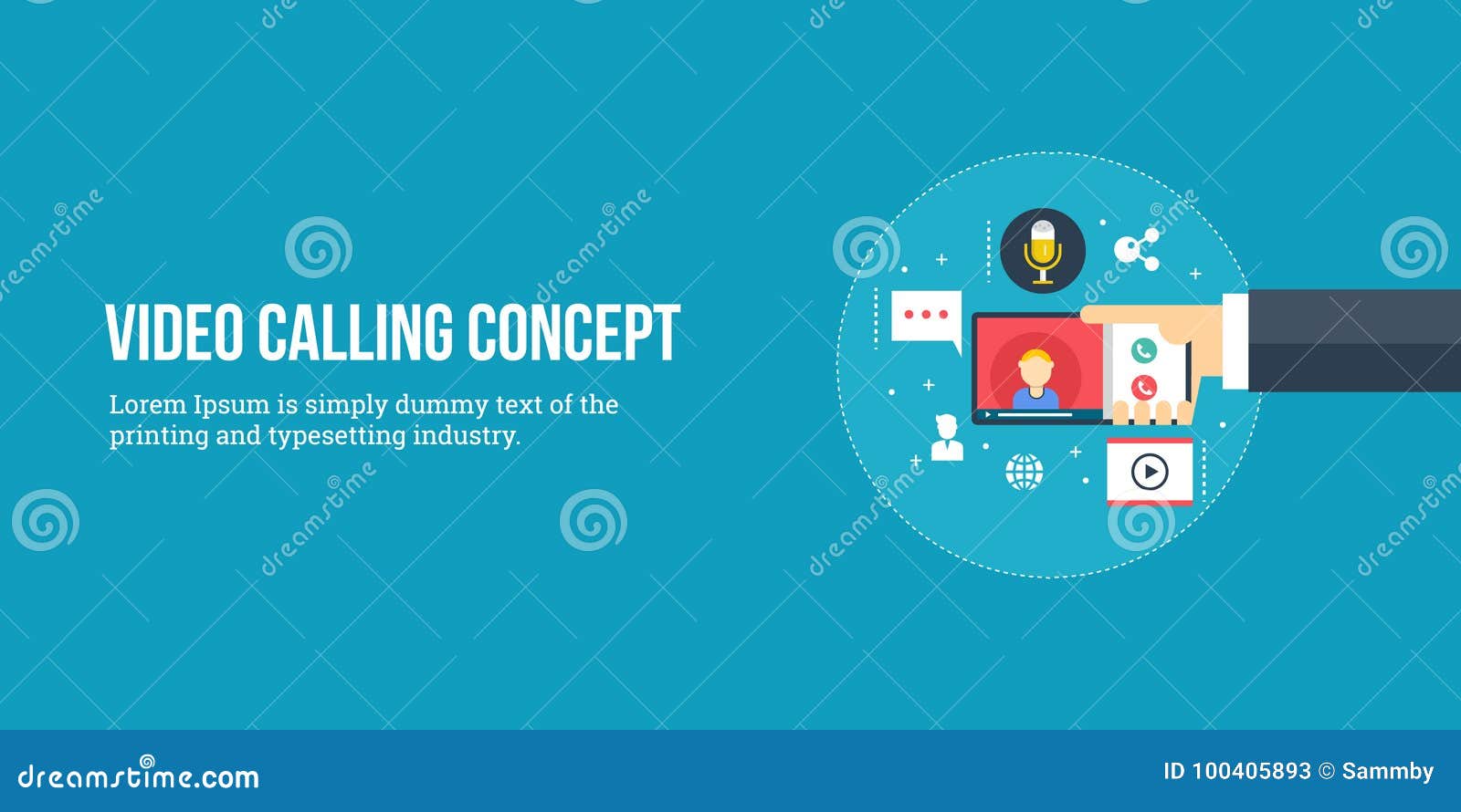 Video Calling Concept. Video Communication. Flat Design Banner. Stock ...