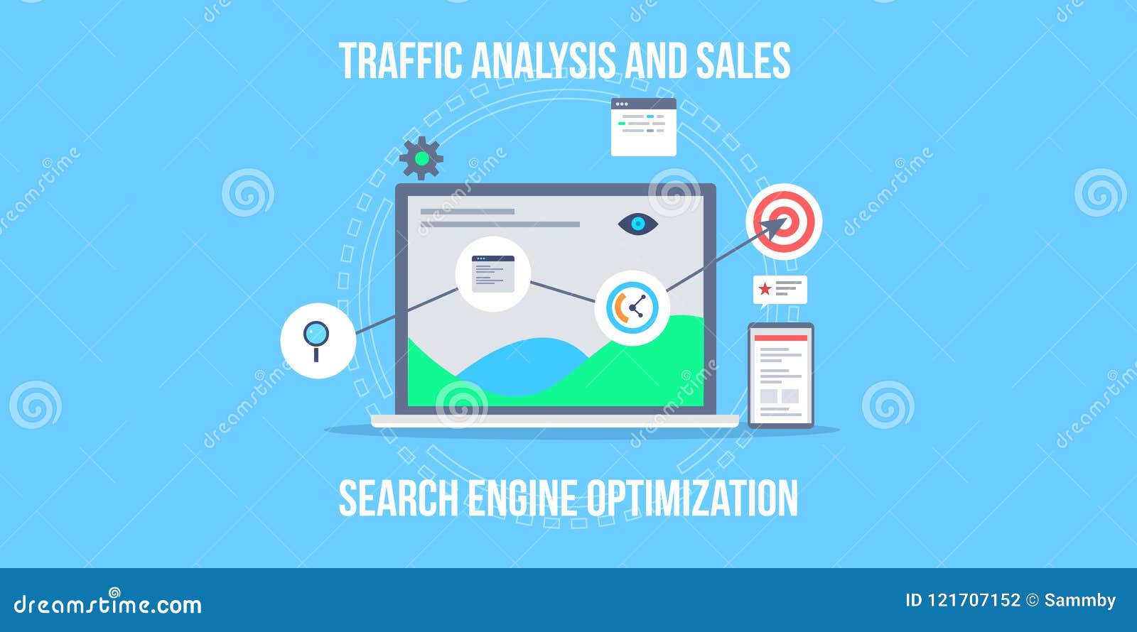 Traffic Analysis Icon Represented By Arrows And Graphs Vector ...