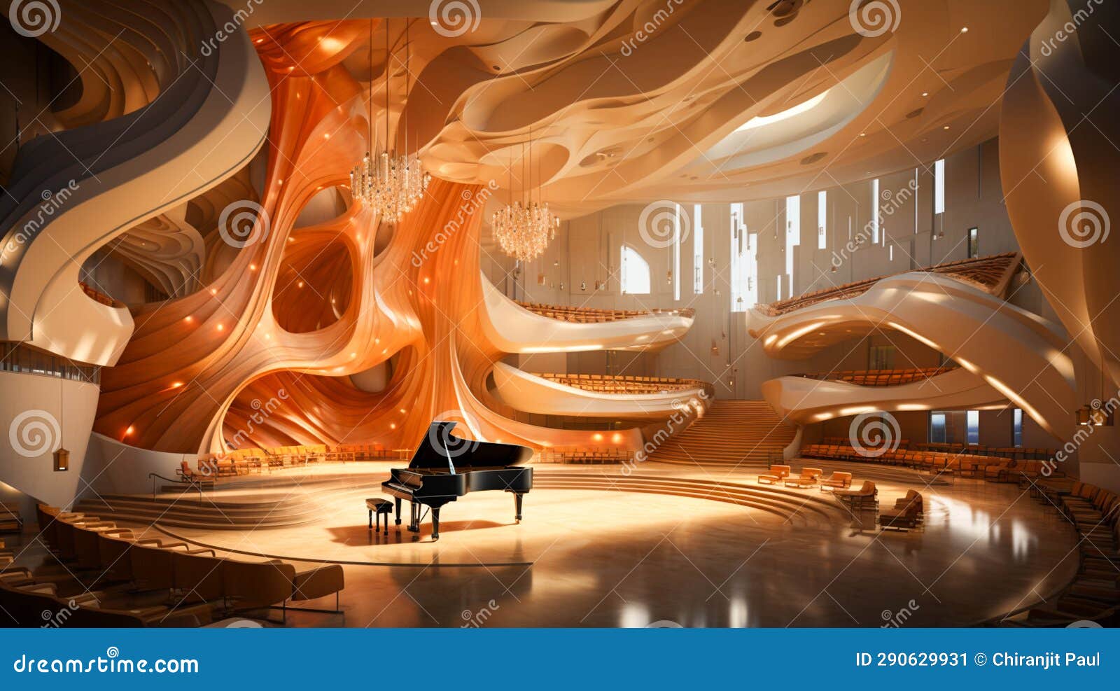 A Modern Concert Hall Inside Stock Image - Image of design, spotlight ...