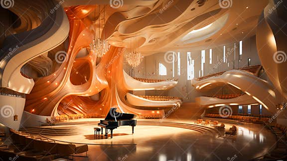A Modern Concert Hall Inside Stock Image - Image of design, spotlight ...