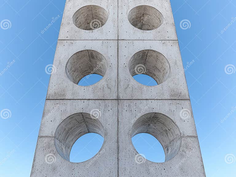 Modern Concrete Architectural Structure with Circular Openings Stock ...