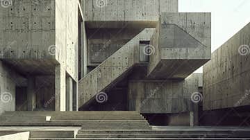 Modern Concrete Architecture Featuring Angular Structures and Expansive ...