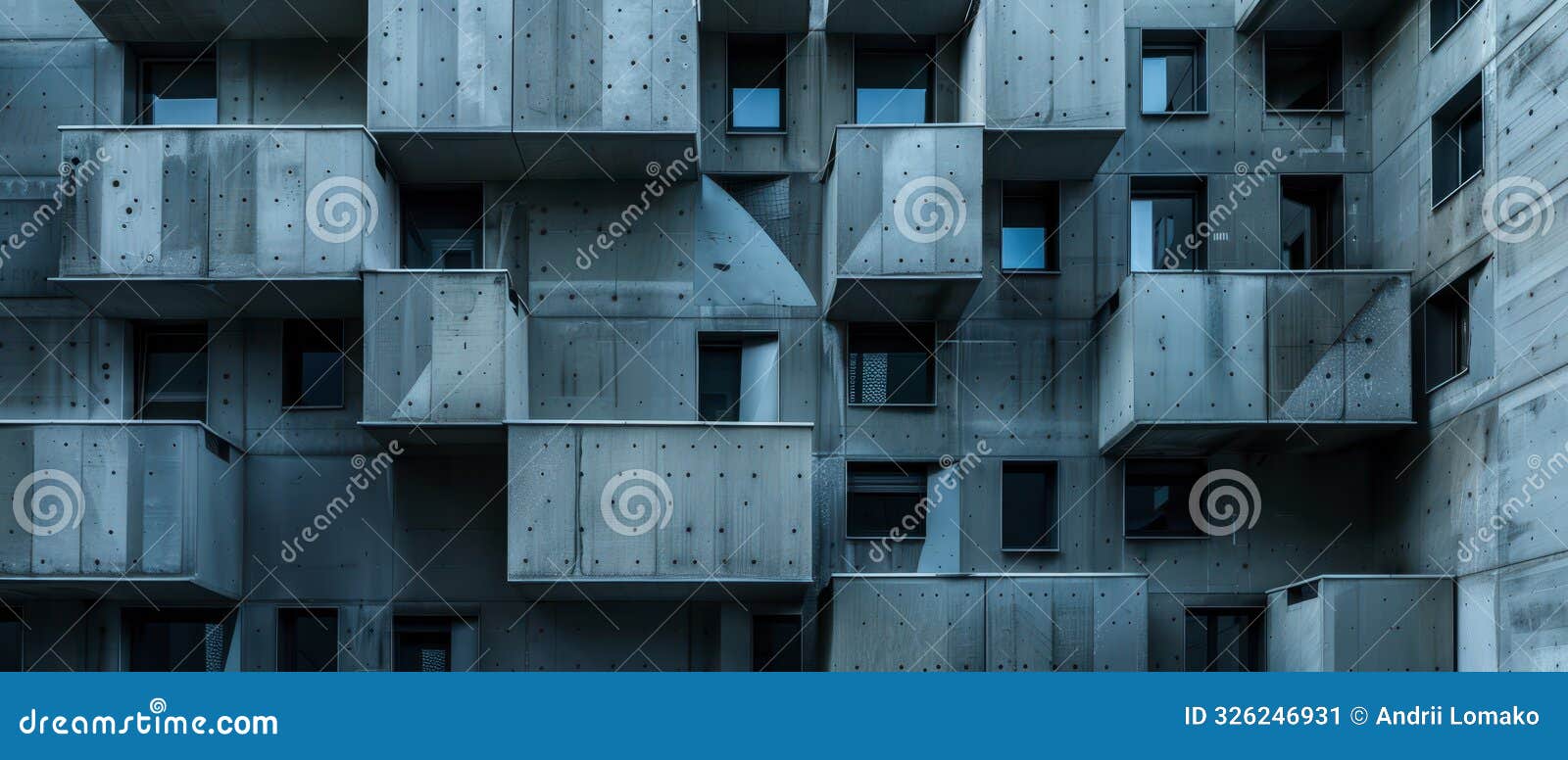Modern Concrete Building Facade with Multiple Windows and Balconies ...
