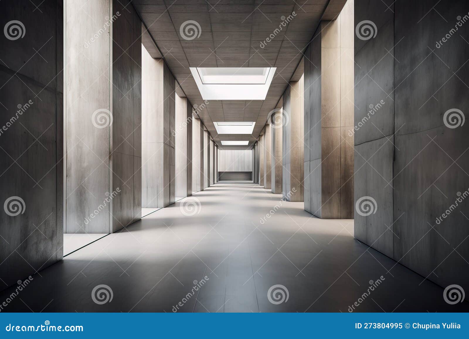 Modern Concrete Corridor Interior with Empty Mock Up Place on Wall ...