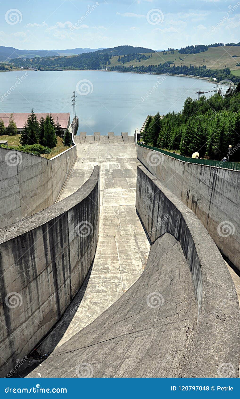 Modern concrete dam stock photo. Image of ecology, panoramic - 120797048