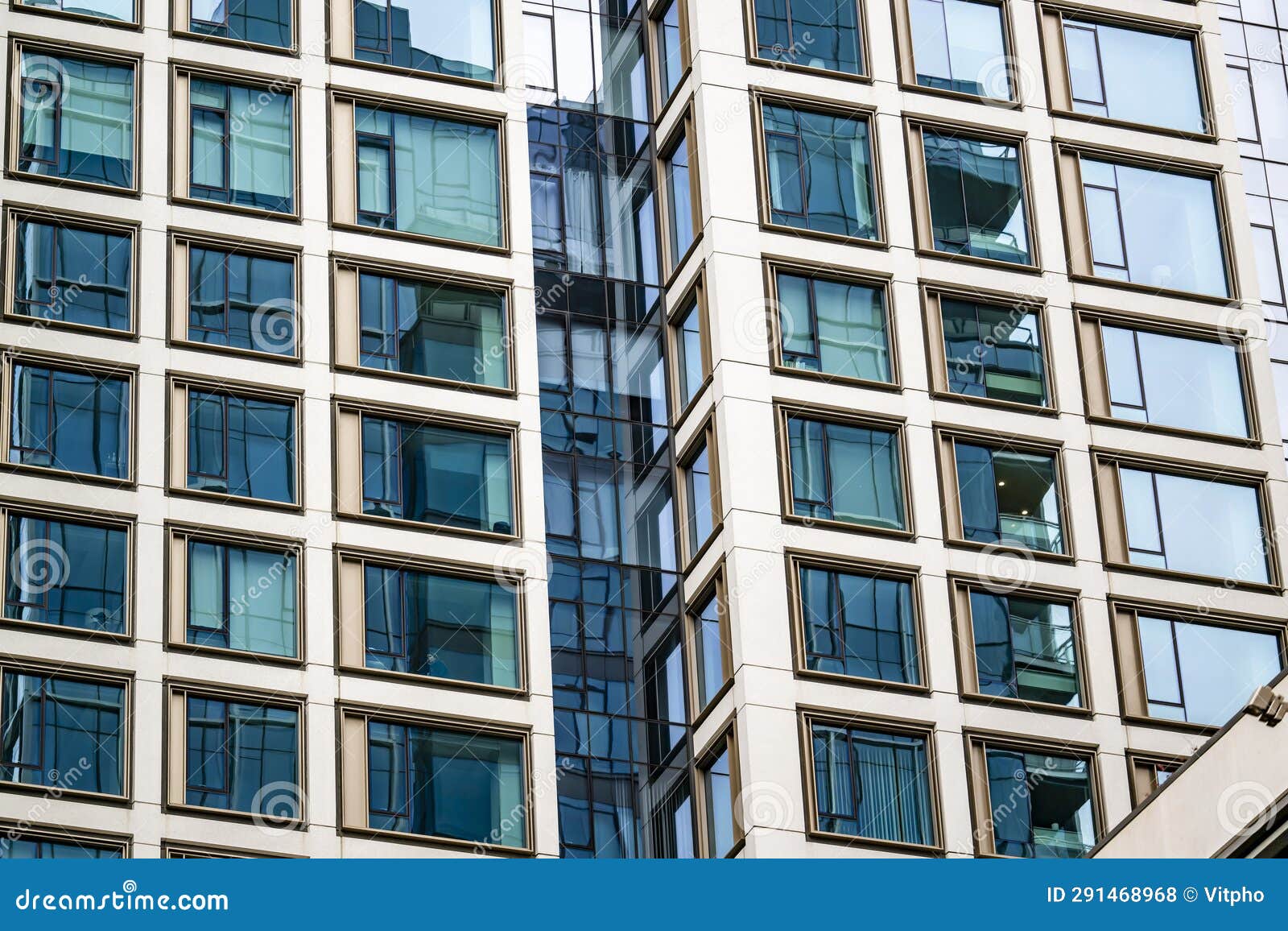 Modern Concrete And Glass Multi-storey Building With Strict Geometric ...