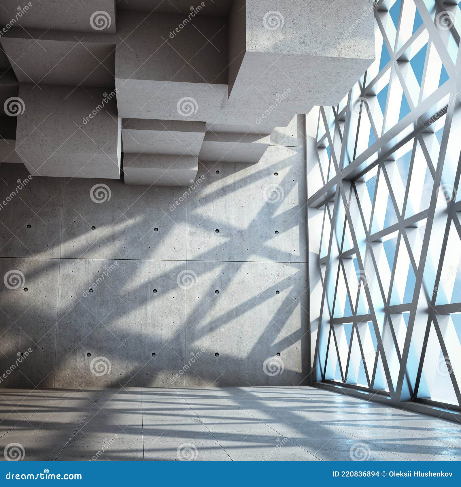 Modern concrete hall stock illustration. Illustration of building ...