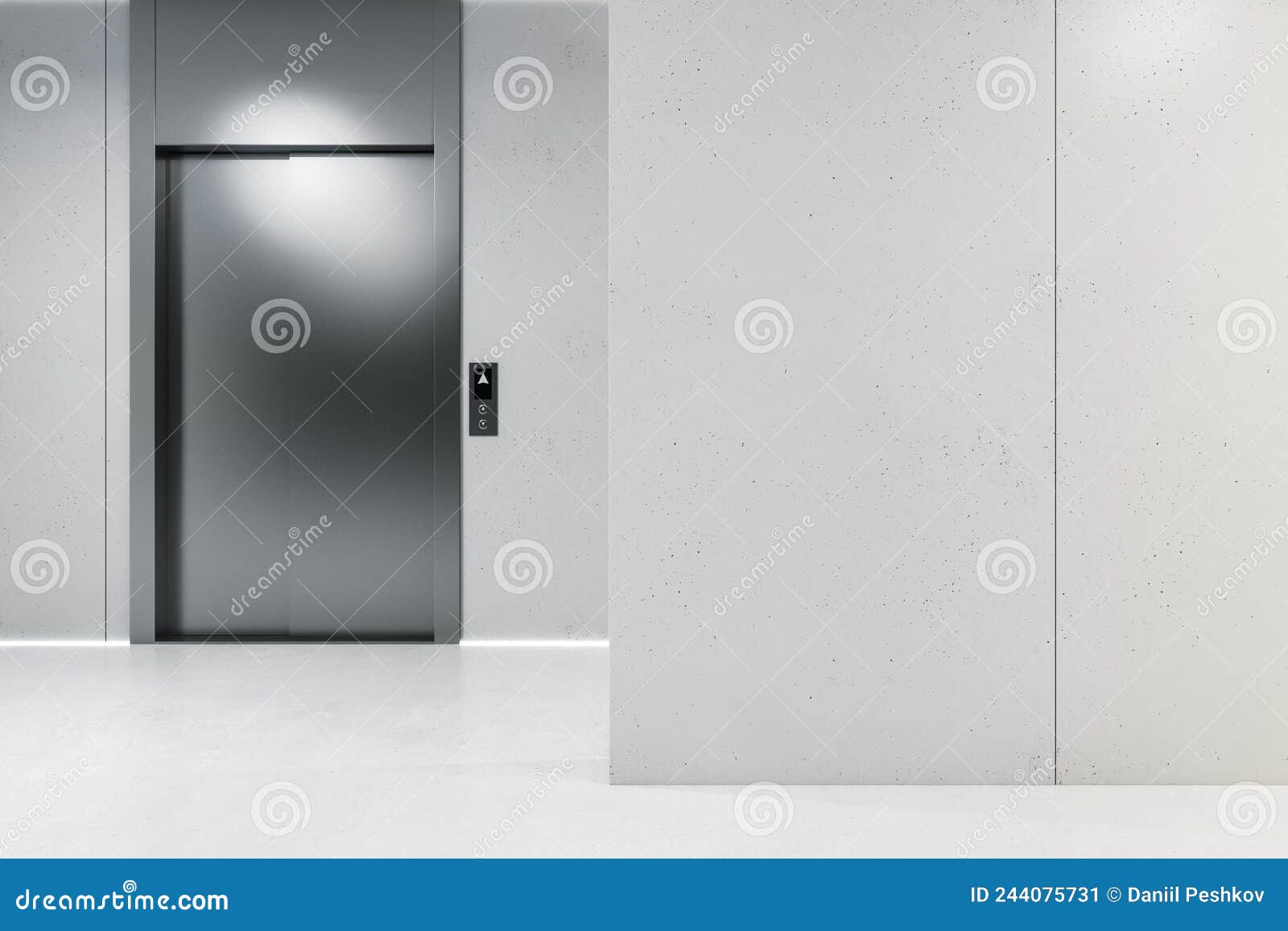 Modern Concrete Interior with Elevators and Mock Up Place on Wall. Lift ...