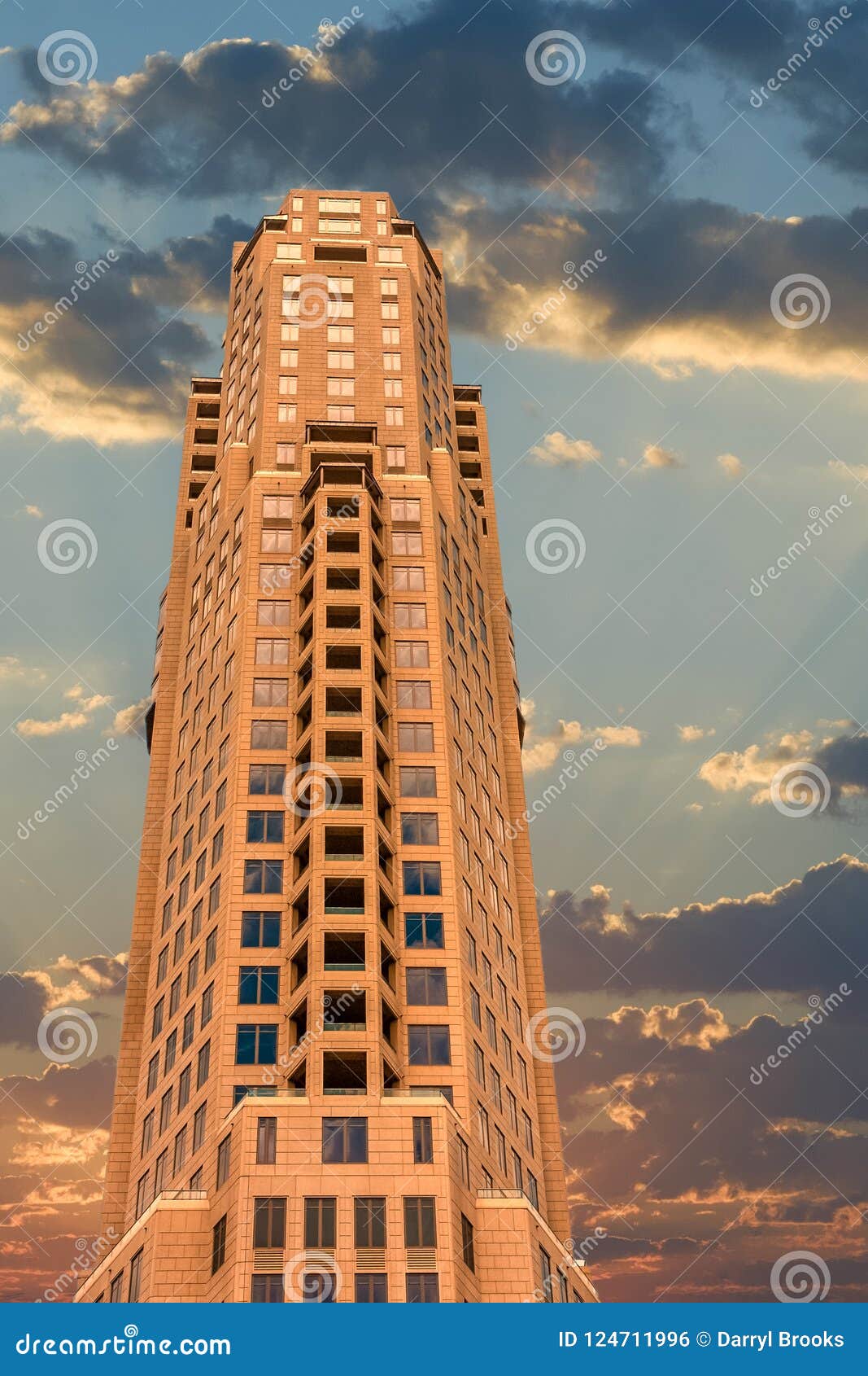 Modern Office Tower at Sunset Stock Photo - Image of downtown, tower ...