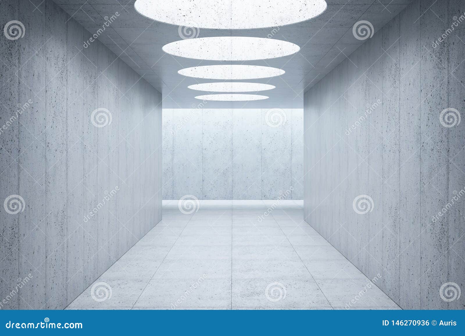 Modern Concrete Space Interior, 3d Render Stock Photo - Image of blank ...