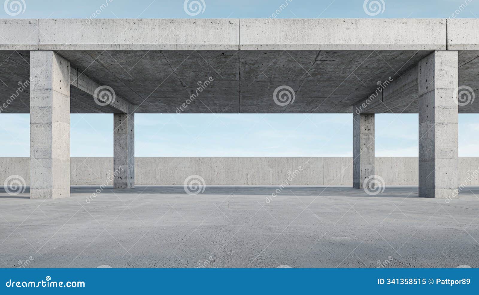 Modern Concrete Structure with Open Space Stock Illustration ...