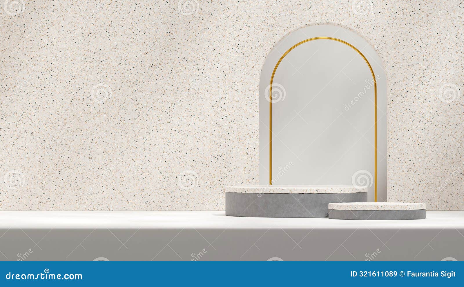 Modern Concrete and Terrazzo Podium 3D Rendering Template in Landscape ...