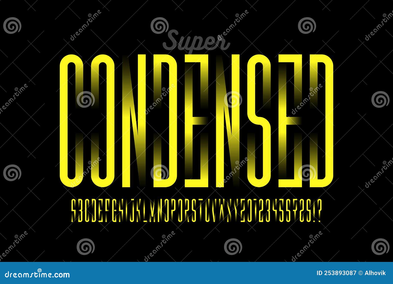 Modern Condensed Font with Gradient Elements Stock Vector ...
