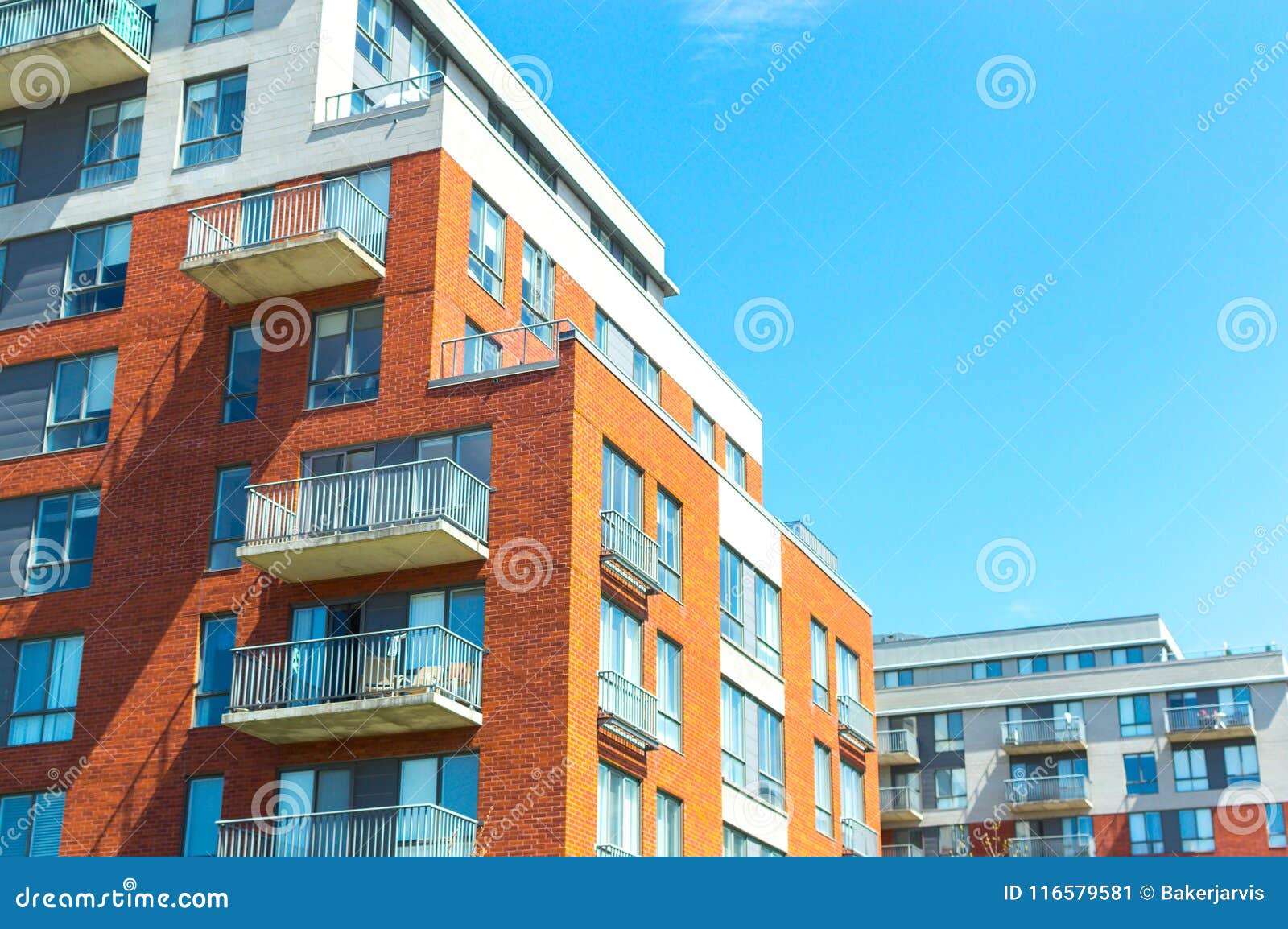 Modern Condo Buildings with Huge Windows in Montreal Stock Image ...