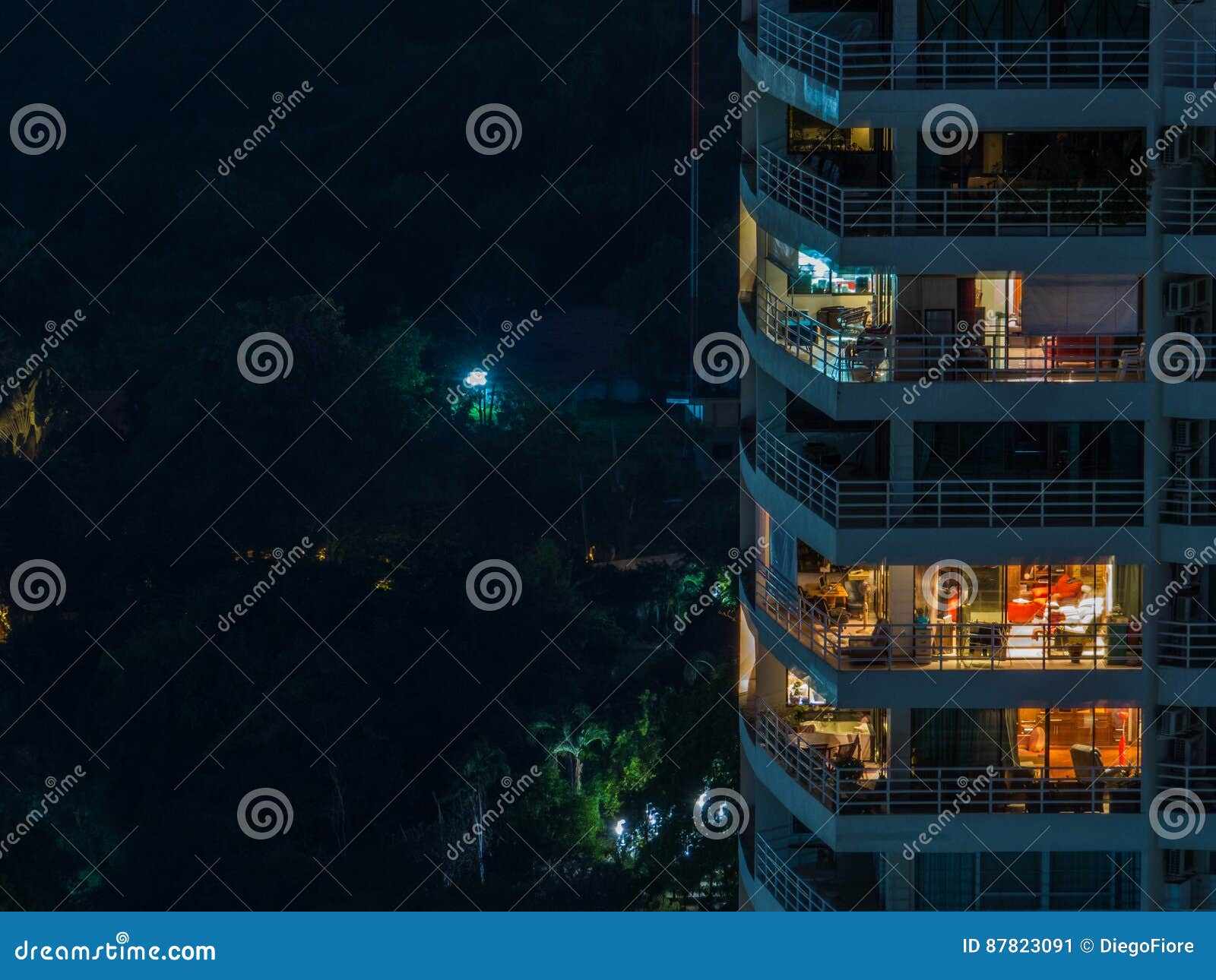 Modern condo by night stock image. Image of balcony, enjoy - 87823091