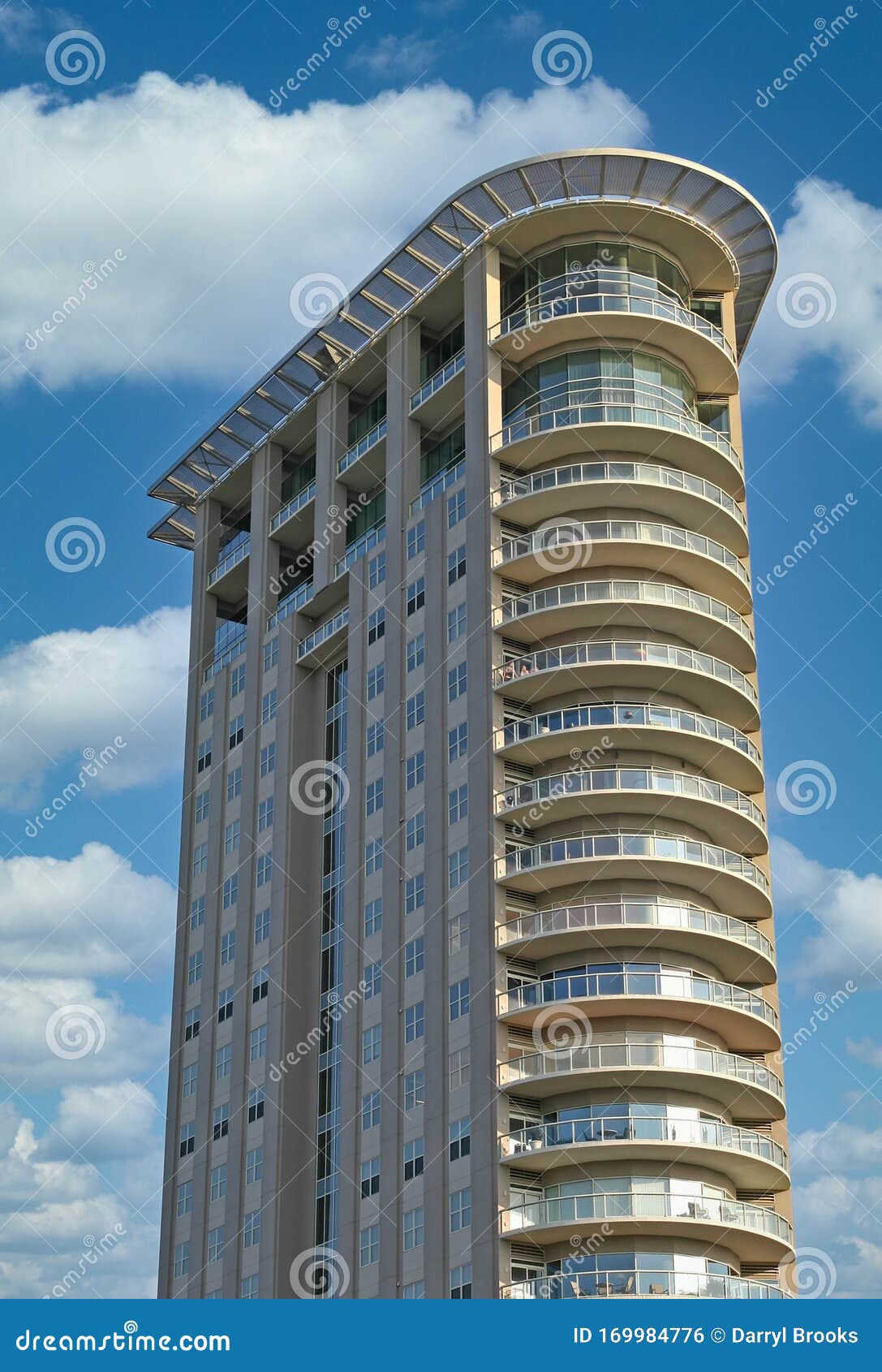 Curved Condos with Balconies Stock Photo - Image of residency, blue ...