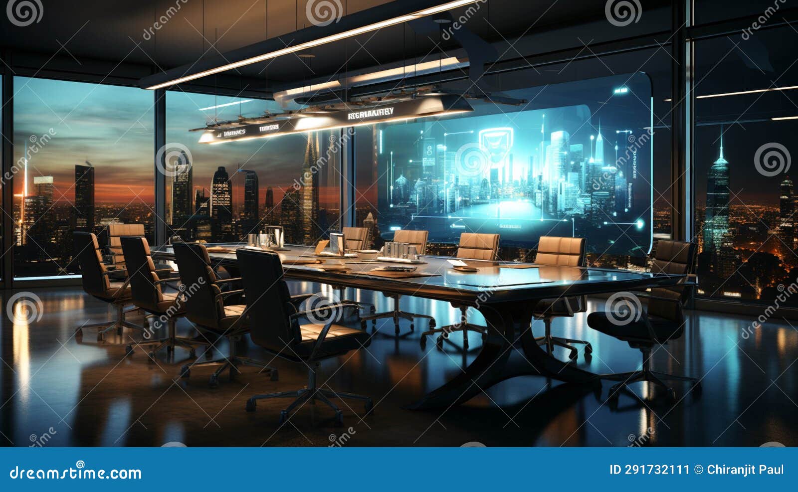 Modern Conference Room with Digital Services Stock Image - Image of ...