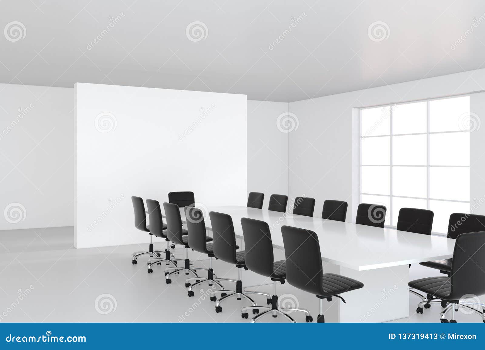 Modern Conference Room with Empty Poster. Mock Up, 3D Rendering Stock ...