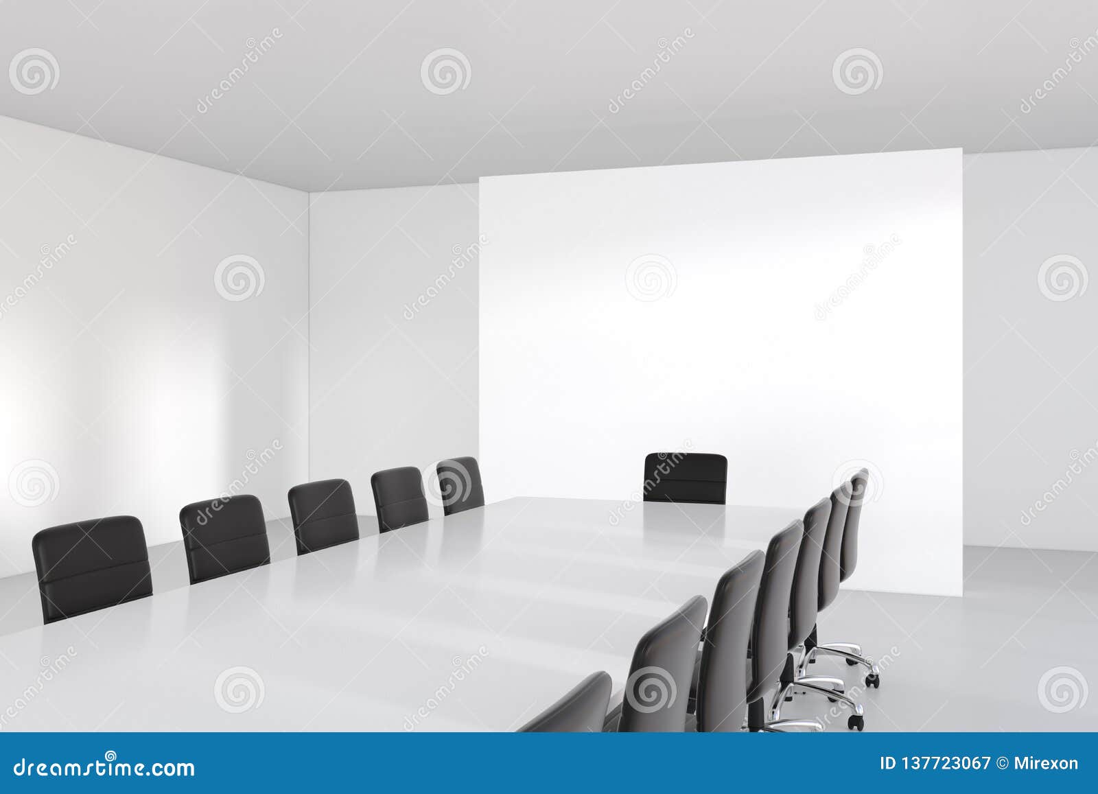 Modern Conference Room with Empty Poster. Mock Up, 3D Rendering Stock ...