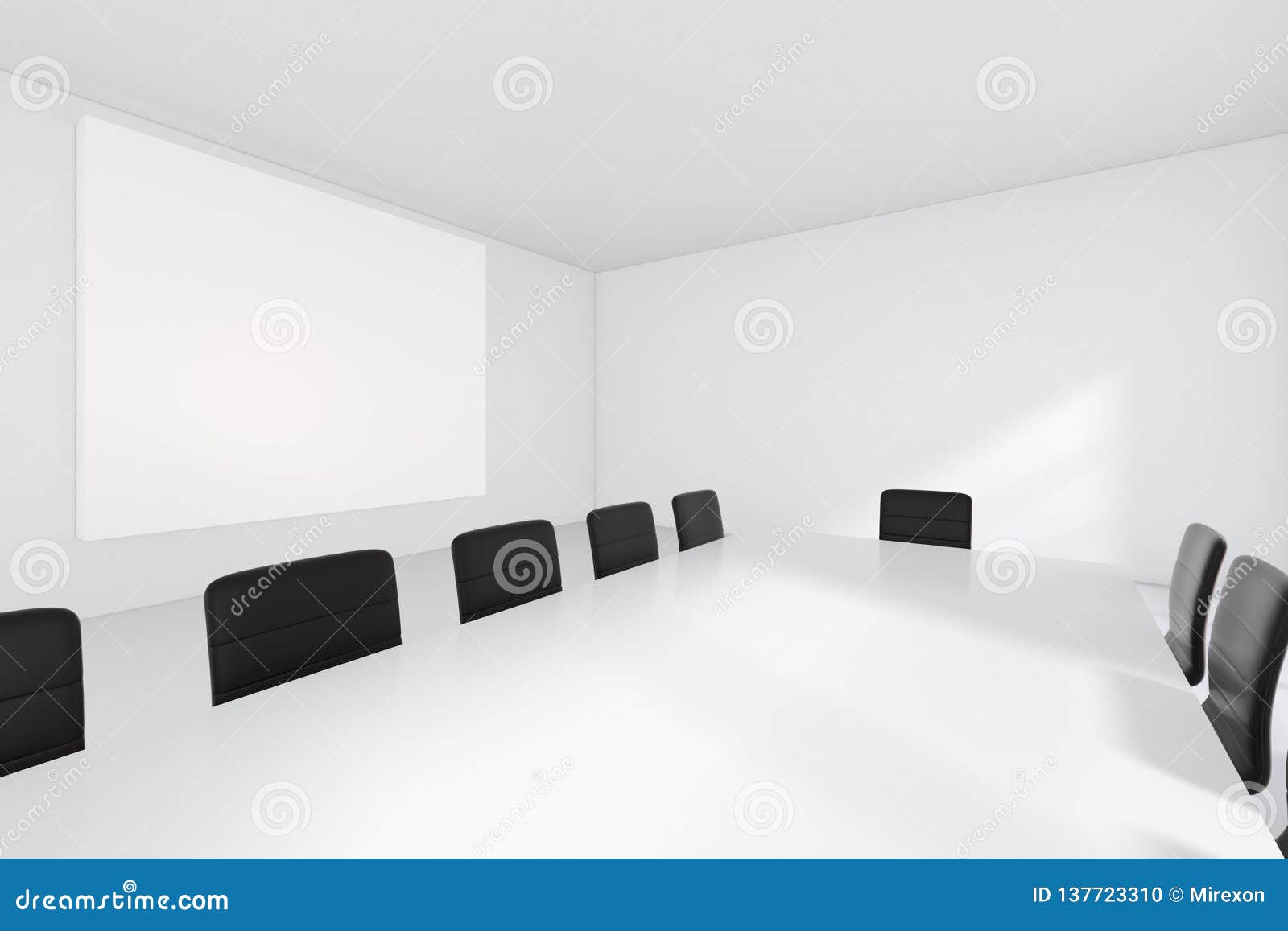 Modern Conference Room with Empty Poster. Mock Up, 3D Rendering Stock ...