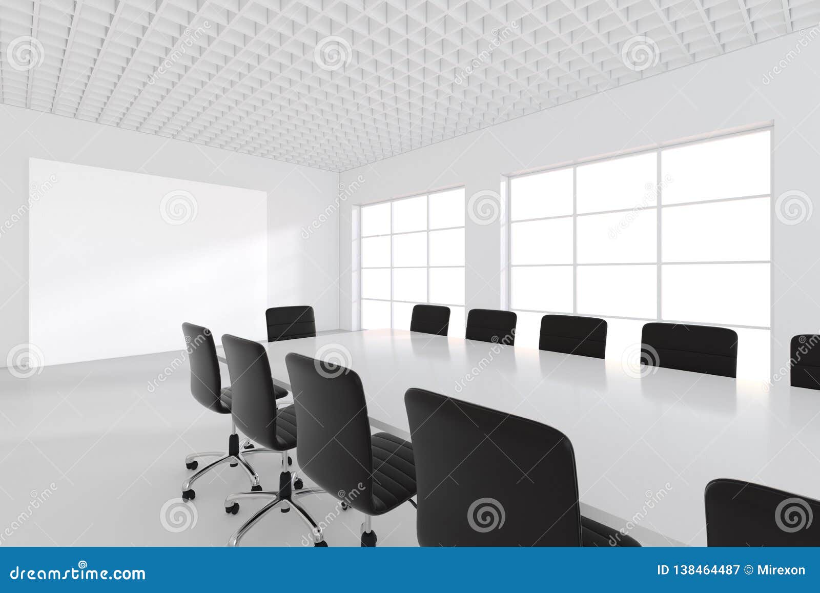 Modern Conference Room with Empty Poster. Mock Up, 3D Rendering Stock ...