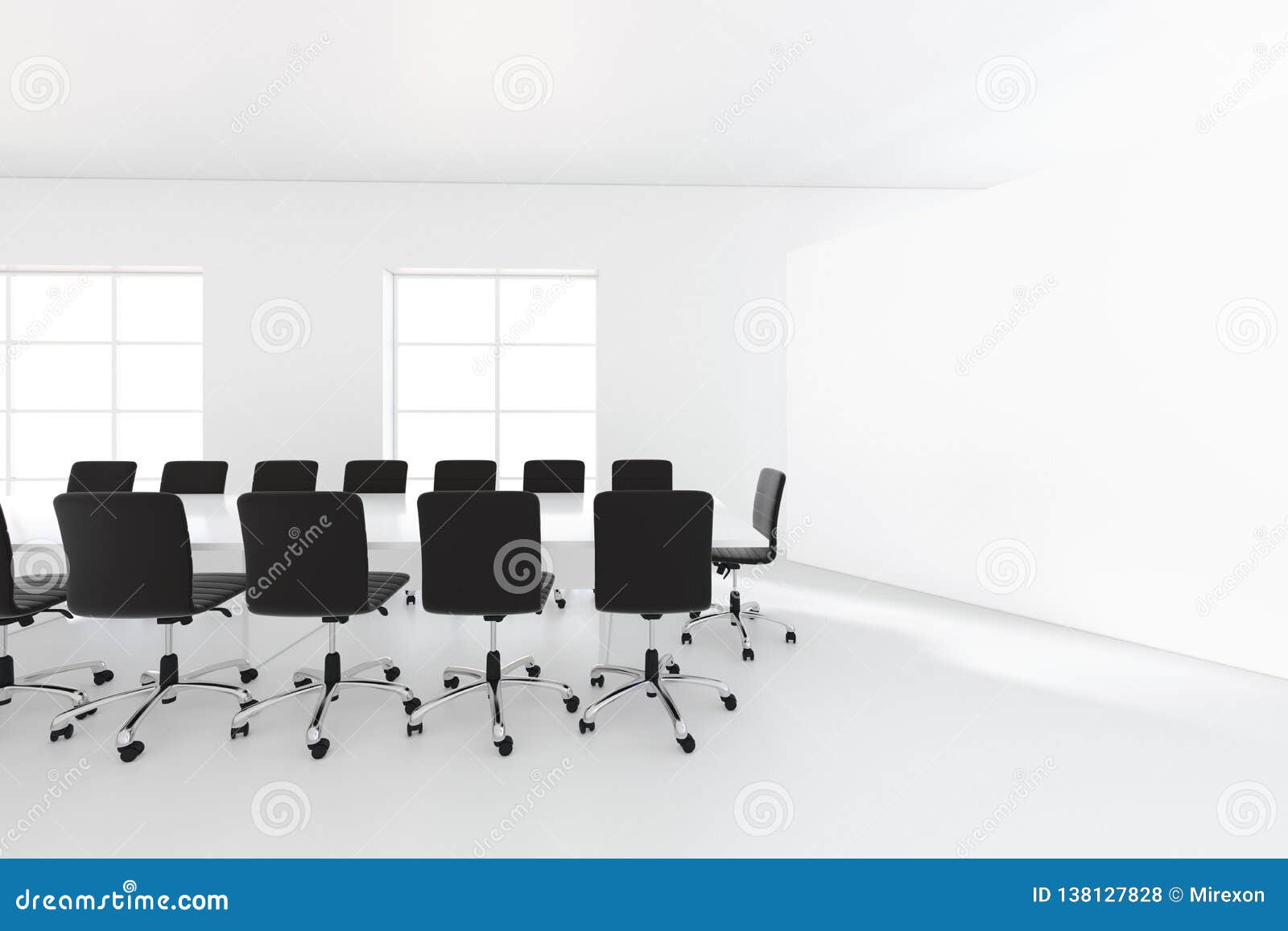 Modern Conference Room with Empty Poster. Mock Up, 3D Rendering Stock ...