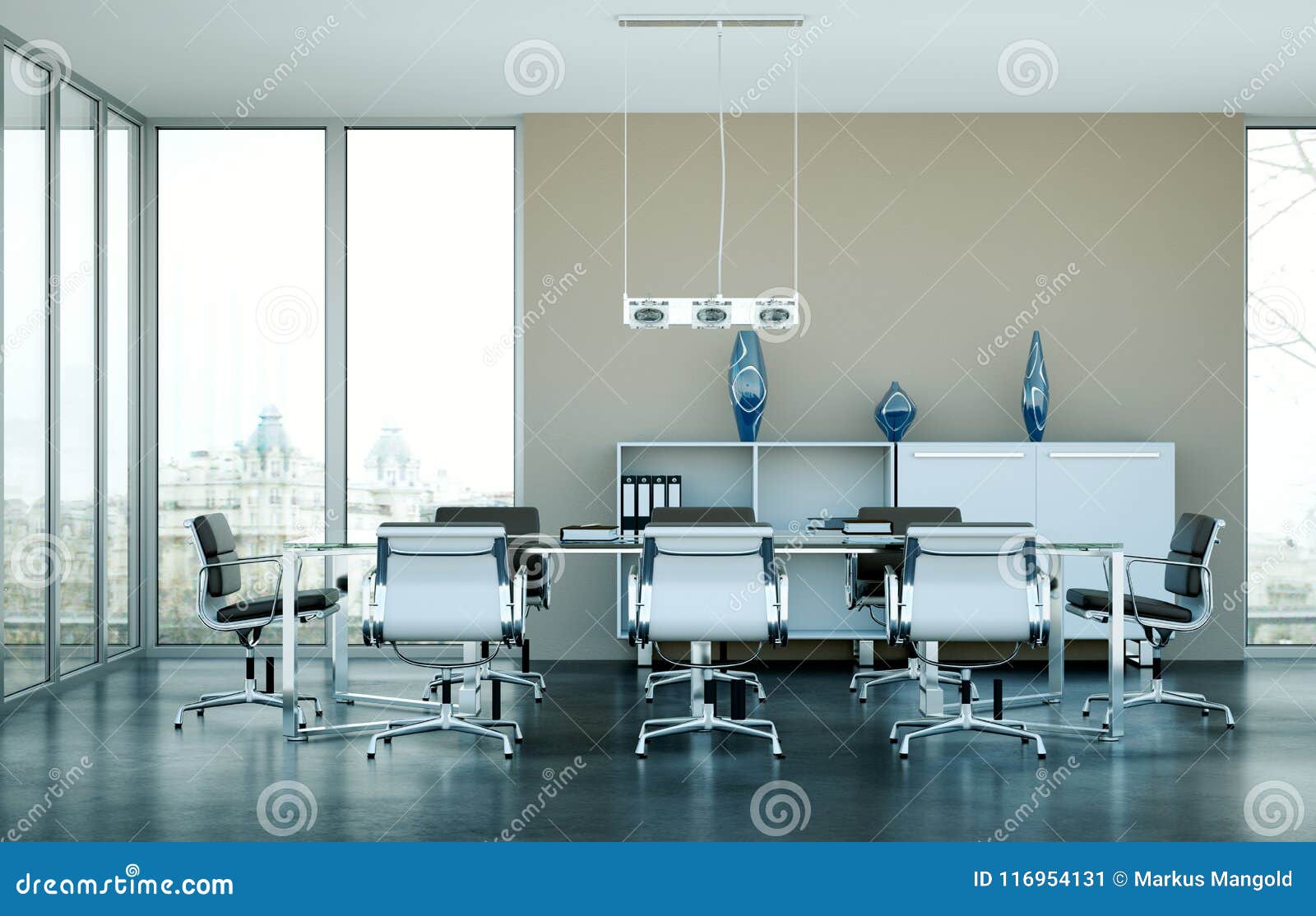Modern Conference Room Interior Design. 3d Rendering Stock Illustration ...