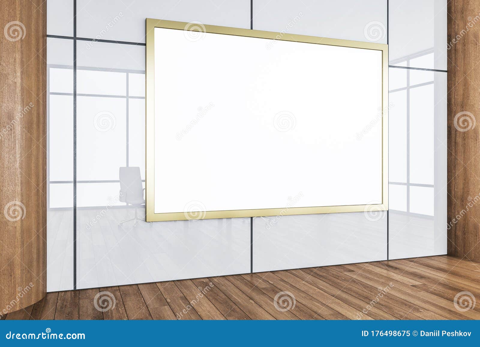 Modern Conference Room Interior with Empty Poster Stock Illustration ...