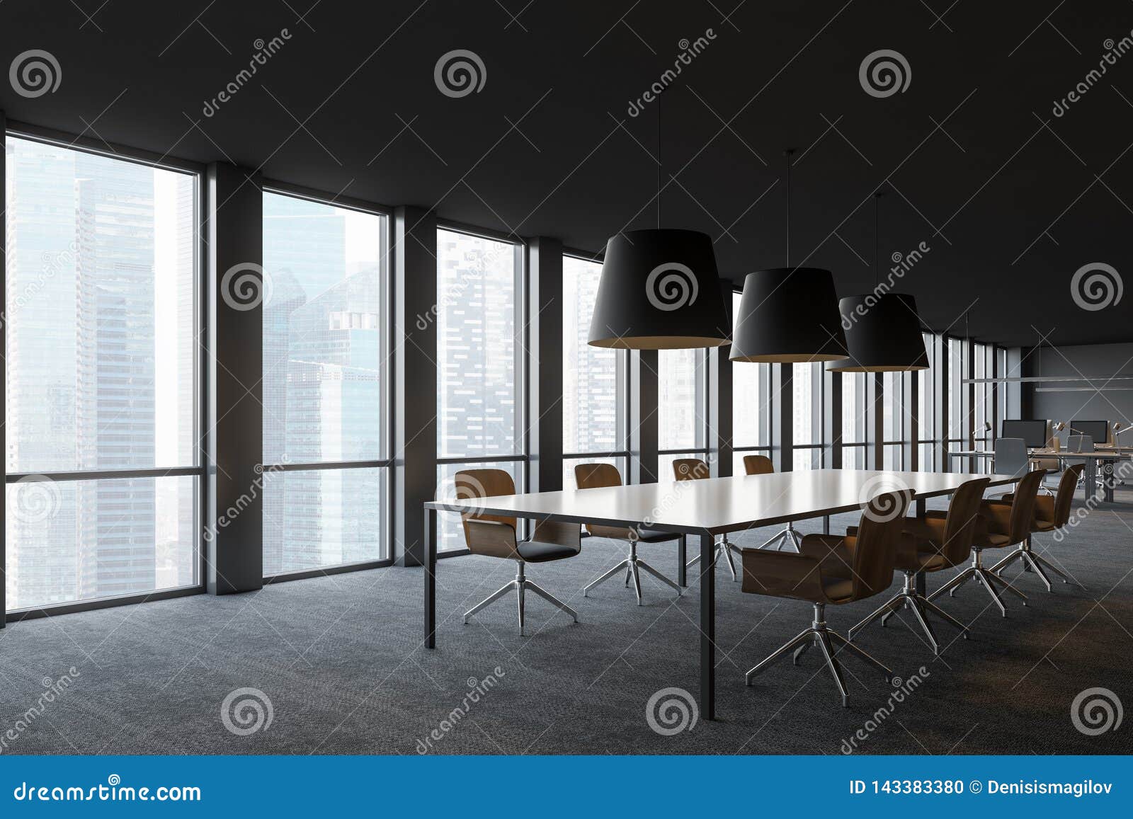 Modern Conference Room Interior with Window and City View Stock ...