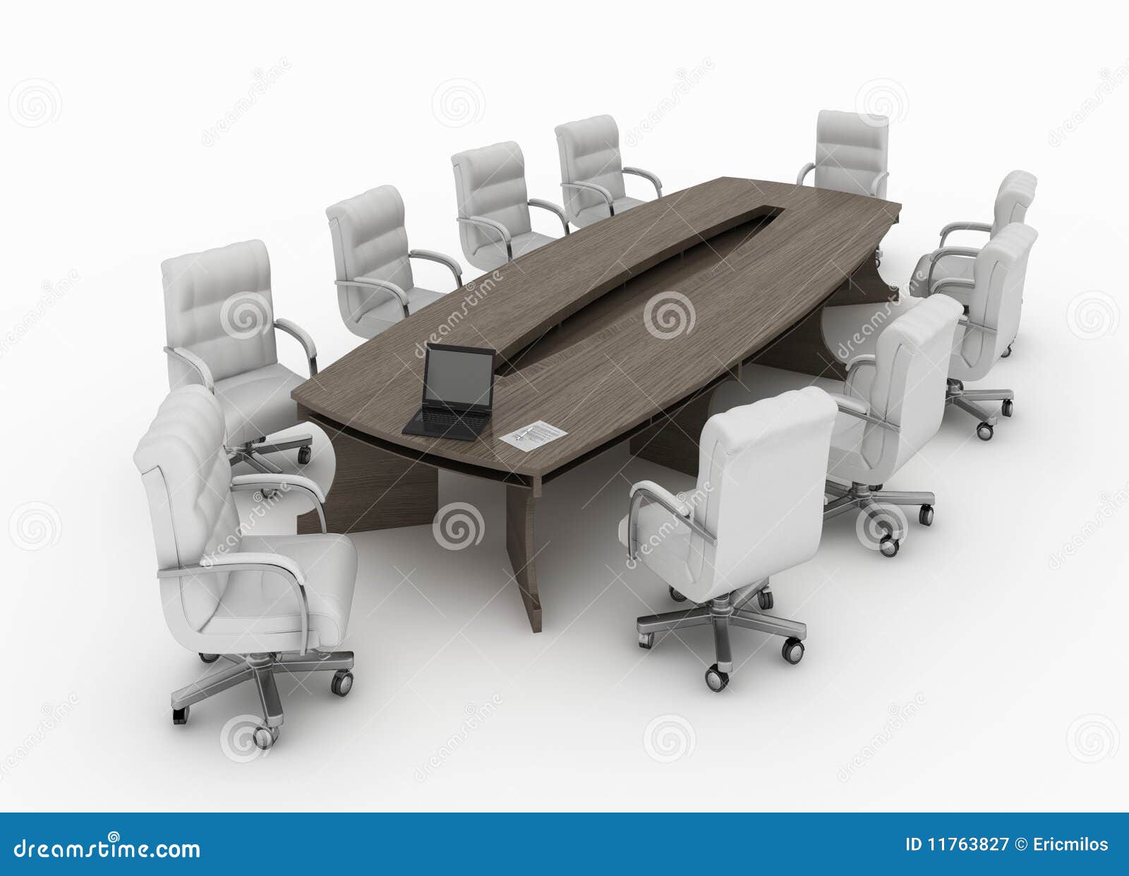Modern Conference Table with Chairs Isolated Stock Illustration ...