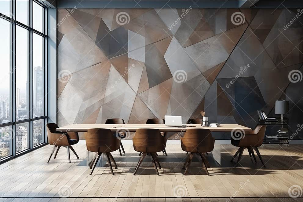 Modern Conference Table and Chairs Stock Illustration - Illustration of ...
