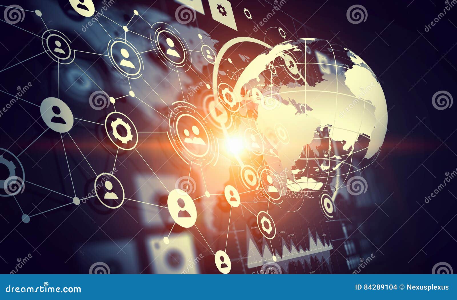 Modern Connection Technologies Background . Mixed Media Stock ...