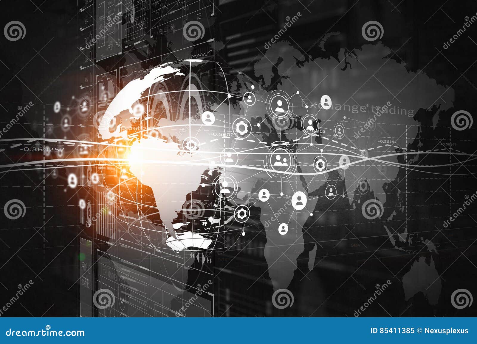 Modern Connection Technologies Background . Mixed Media Stock Image ...