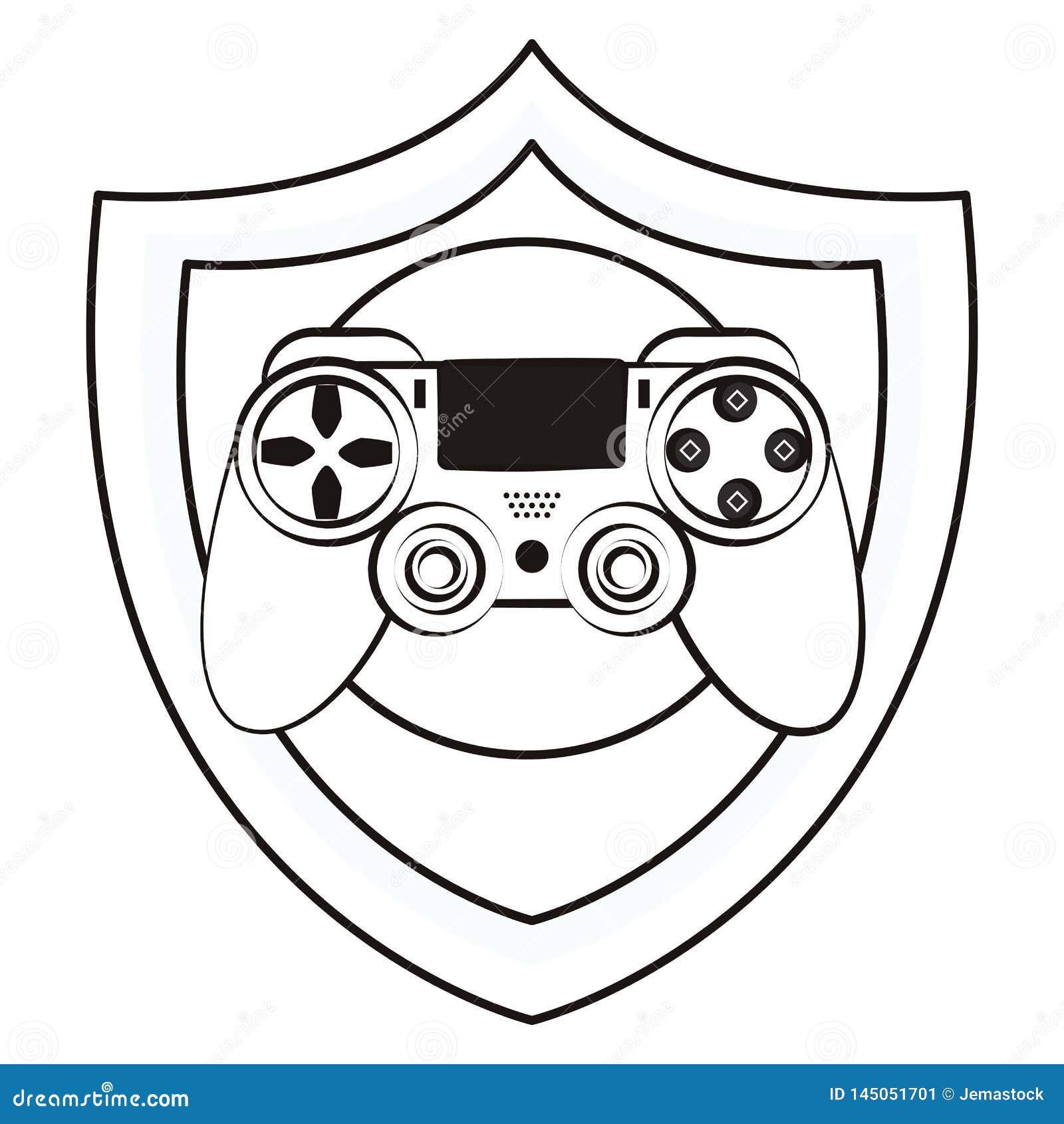 Modern Console Gamepad Shield Emblem Stock Vector - Illustration of ...