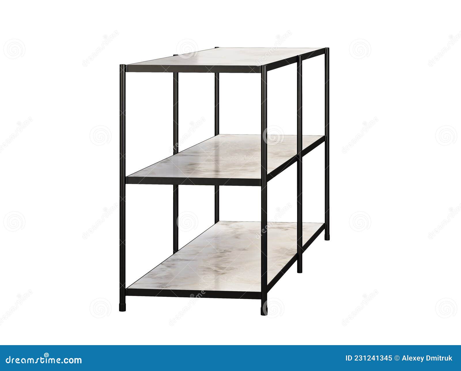 Modern Console with a Matte Black Iron Frame and White Marble Open ...