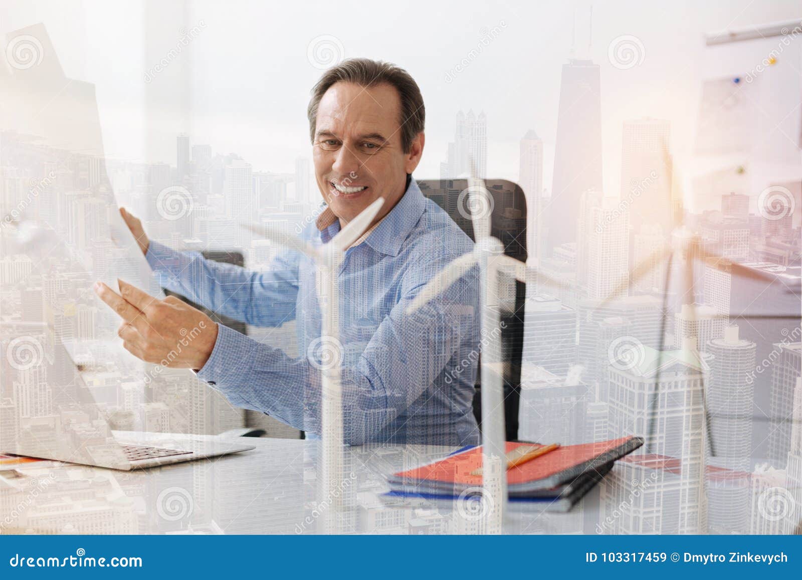 Positive Eco Engineer Working on the Project Stock Image - Image of ...
